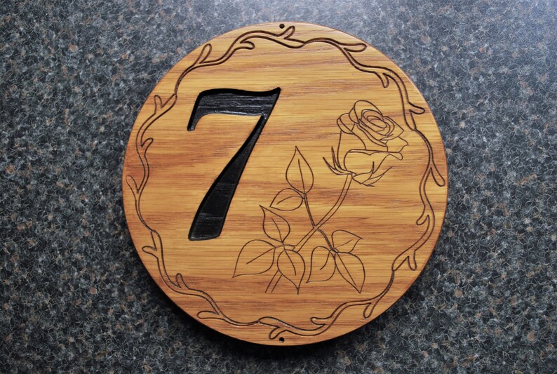 Personalised Wooden House Sign Carved in Oak. House Number/ Solid Wood ...