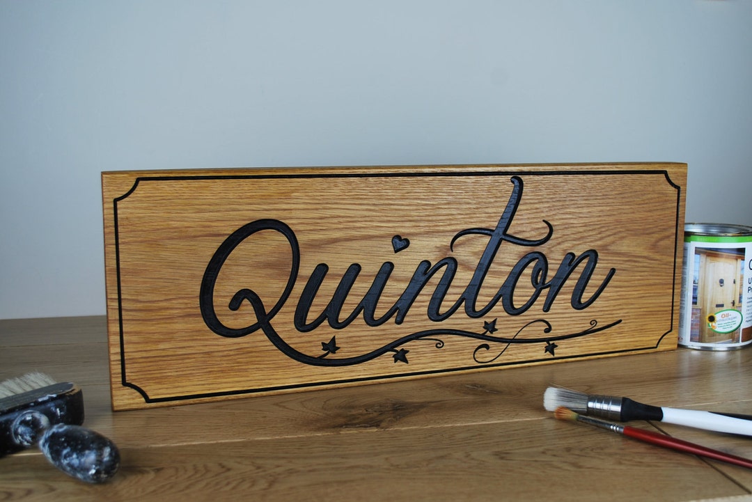 Personalised Solid Oak House Name Sign, Carved Plaque ,wooden,bespoke ...