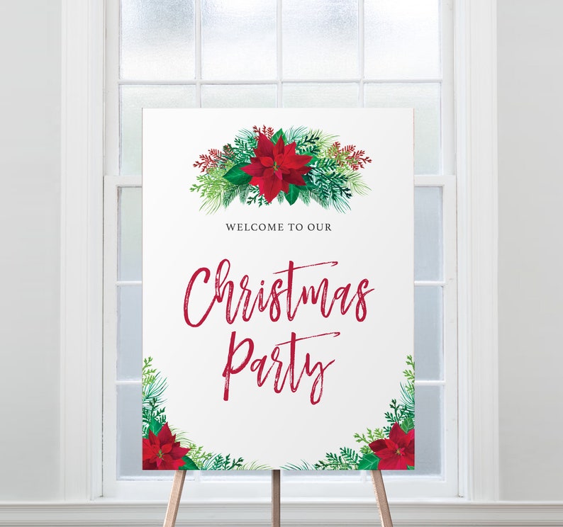 Christmas Party Sign Welcome Printable Custom Festive - Etsy