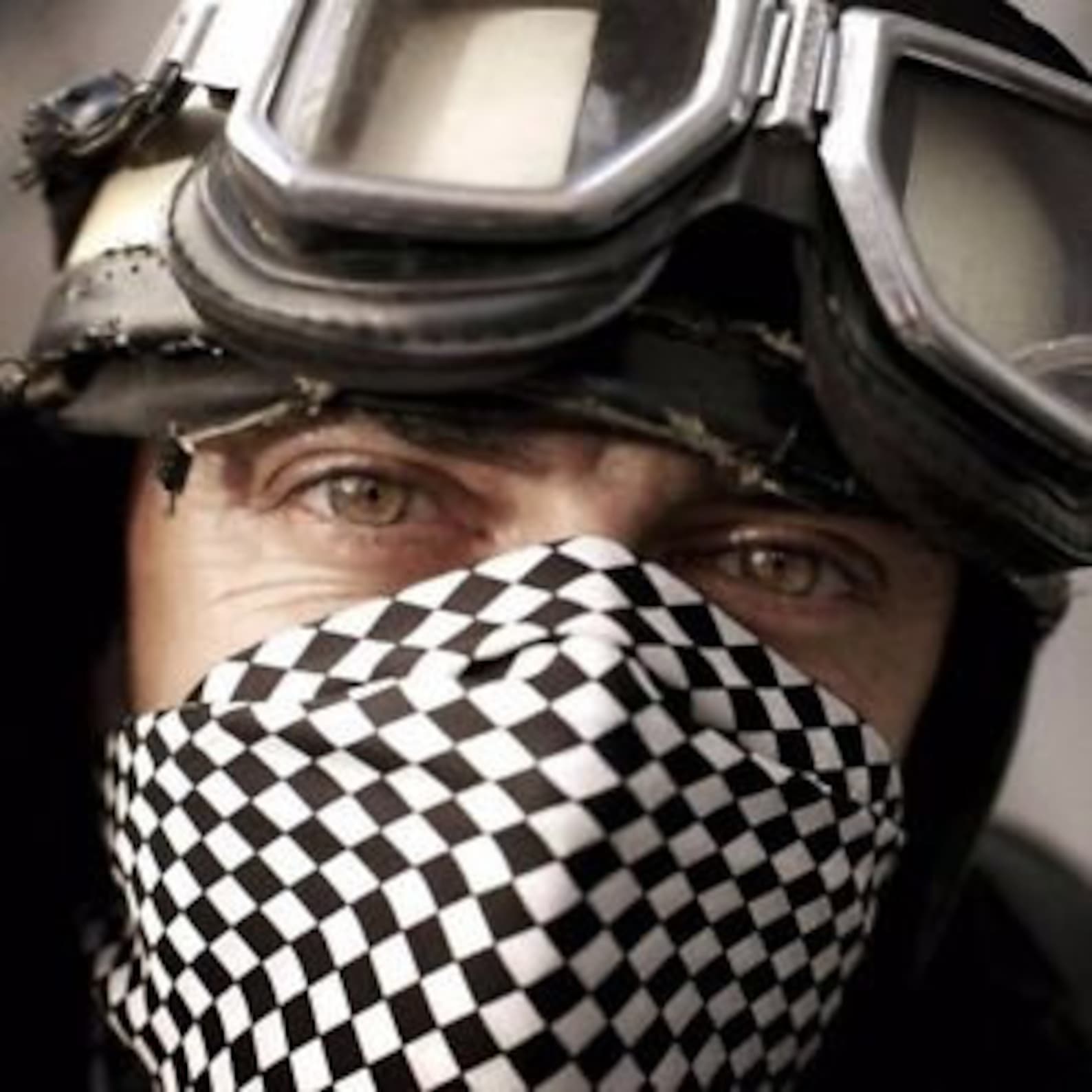 Awesome Vintage Silk Motorcycle Scarf - Black/white Checked - Awesome ...