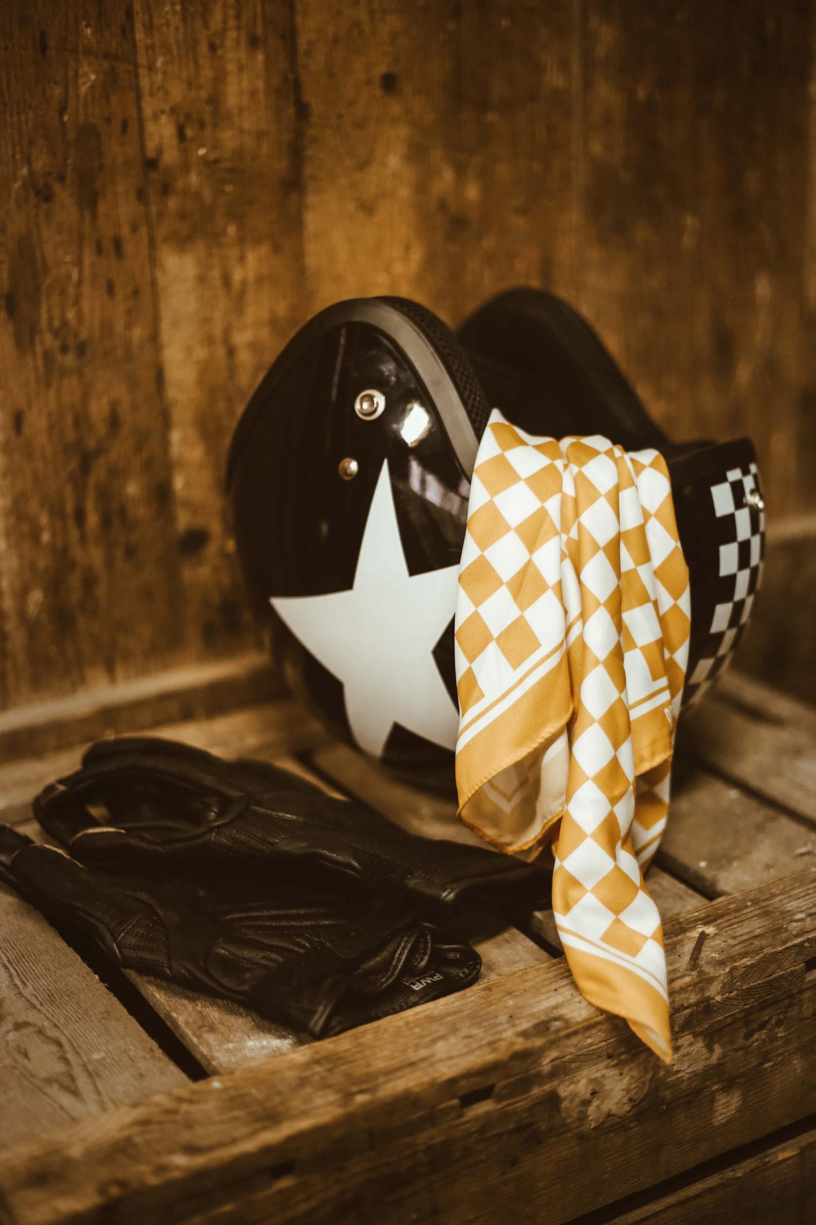 Awesome Vintage Silk Motorcycle Scarf - Gold/white Checked - Awesome ...