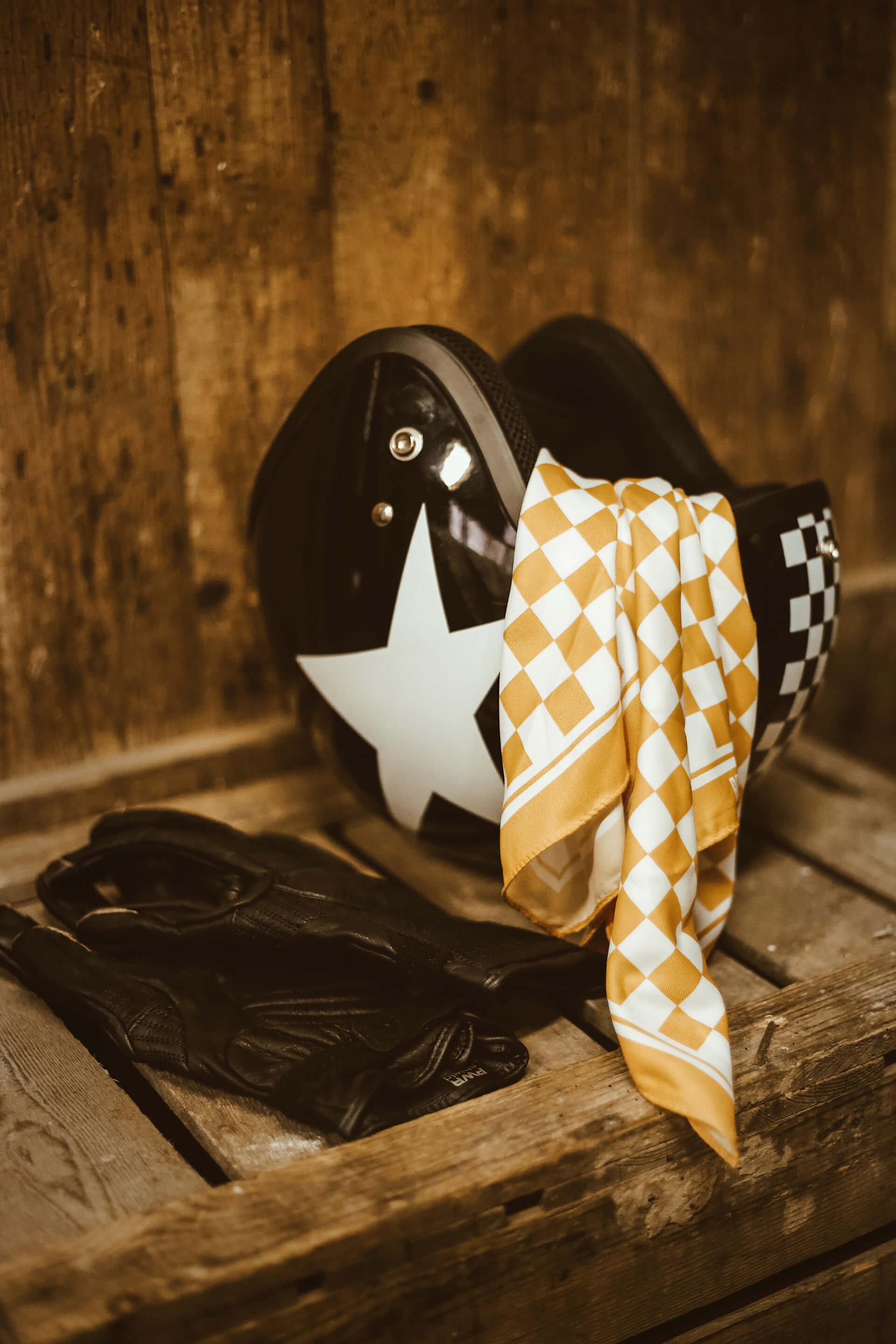 Awesome Vintage Silk Motorcycle Scarf - Gold/white Checked - Awesome ...