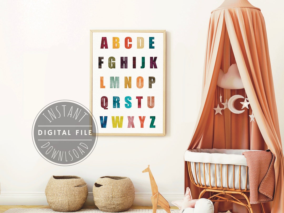Watercolour ABC Alphabet Poster Nursery Wall Hang Nursery - Etsy