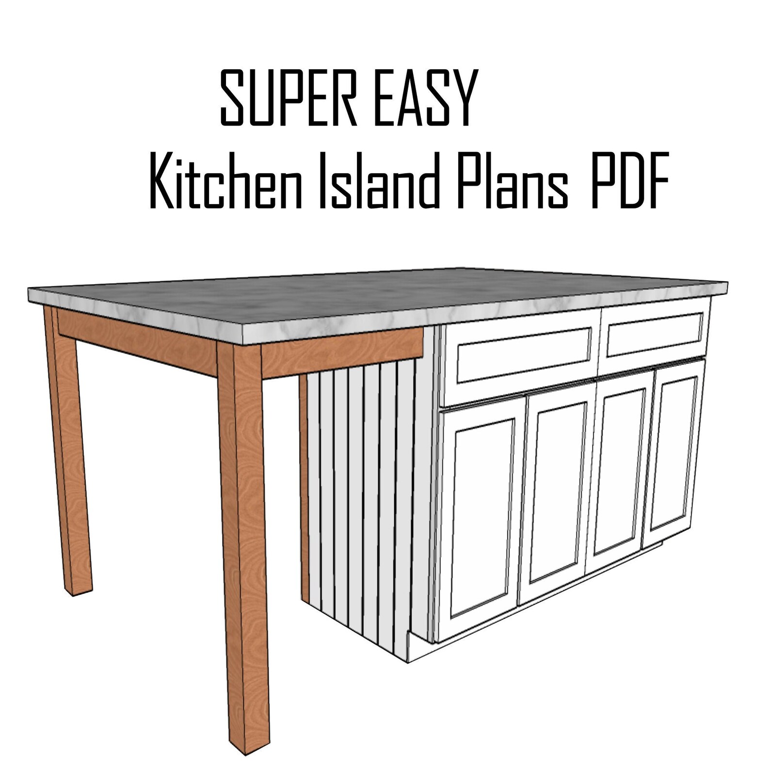 Super Easy Custom Kitchen Island Plans PDF - Etsy