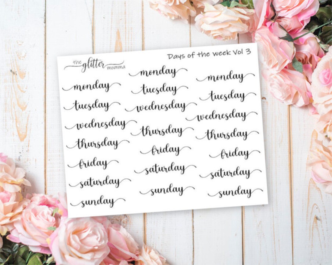 Days of the Week Vol 3 FOILED Scripts Date Script Stickers - Etsy