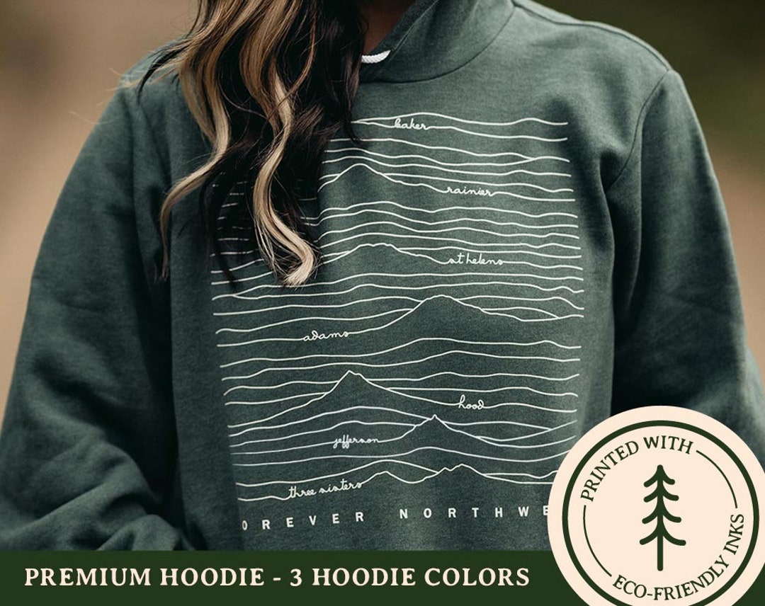 Cascade Mountain Range Premium Hoodie Oregon Washington Hooded ...