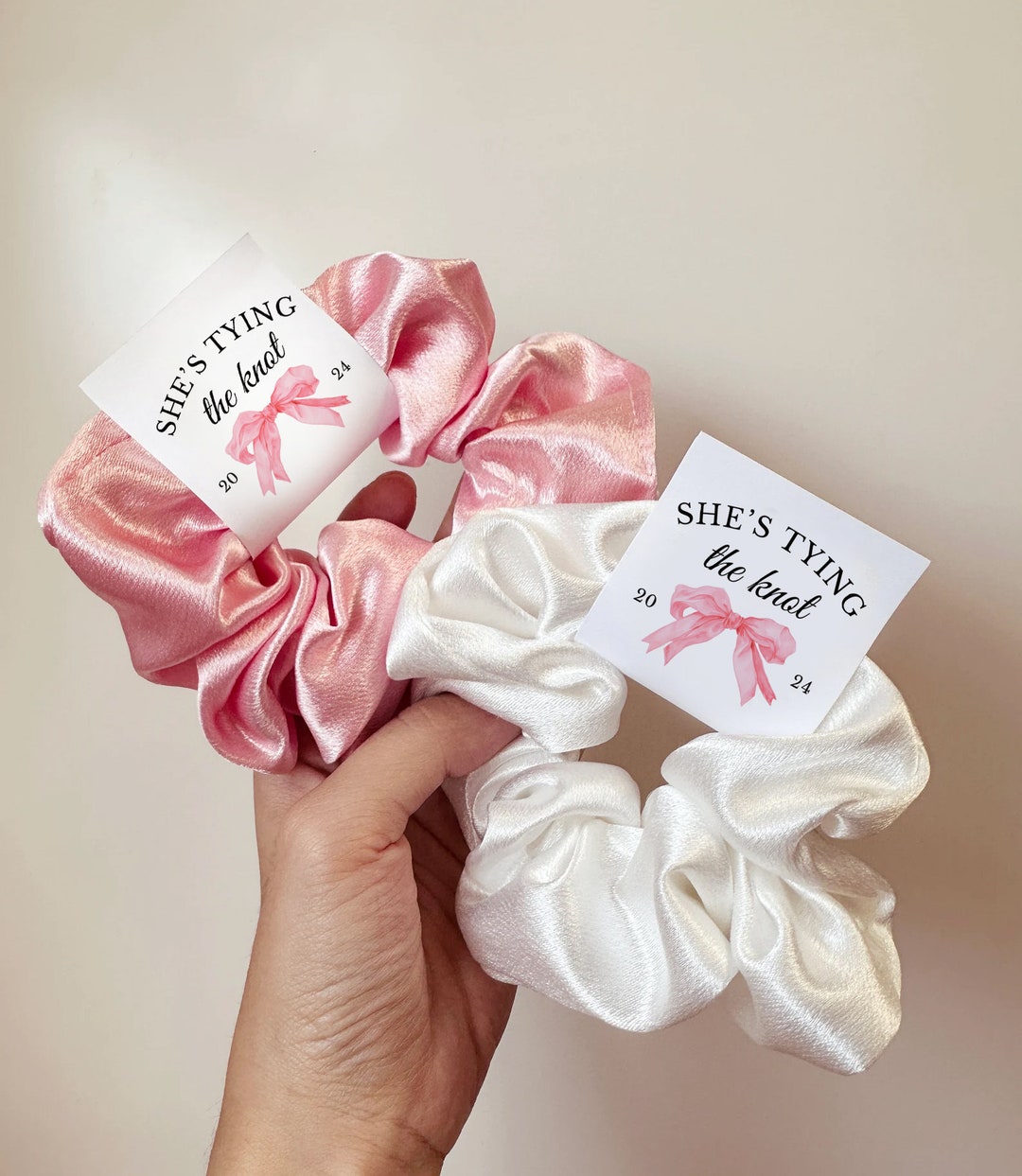 Pink Bow Party Favors Scrunchies, She's Tying the Knot Favor, Coquette ...