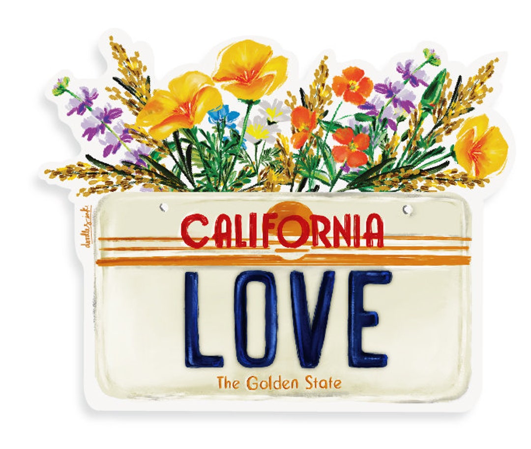 Set of 4 Stickers, California Love License Plate Sticker, Classic ...