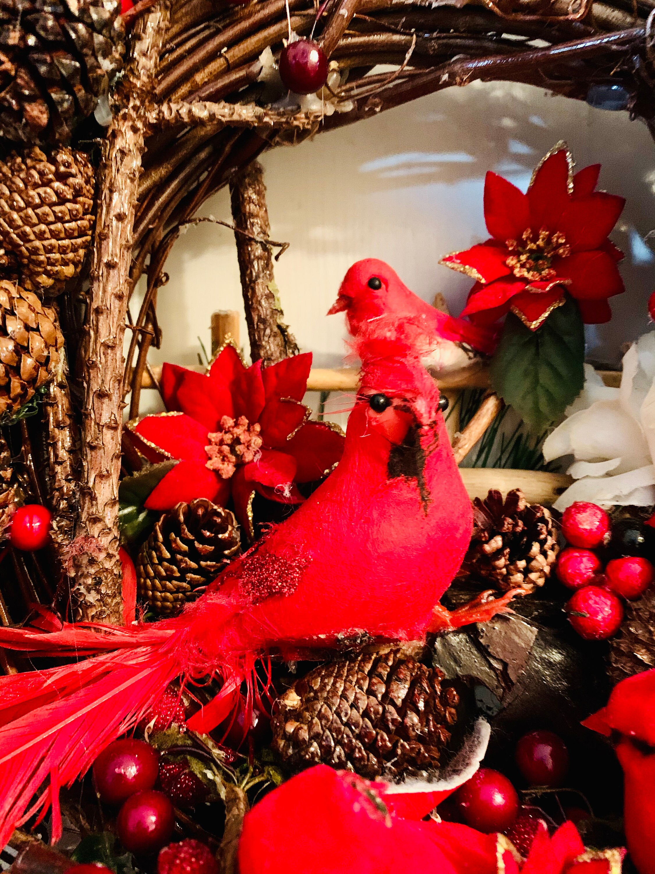 24 Red Cardinal Roses & Poinsettias Seasons Greetings Tree | Etsy