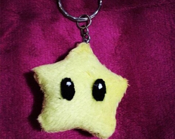 Mario Power Star Inspired Plush Key Chain - Etsy