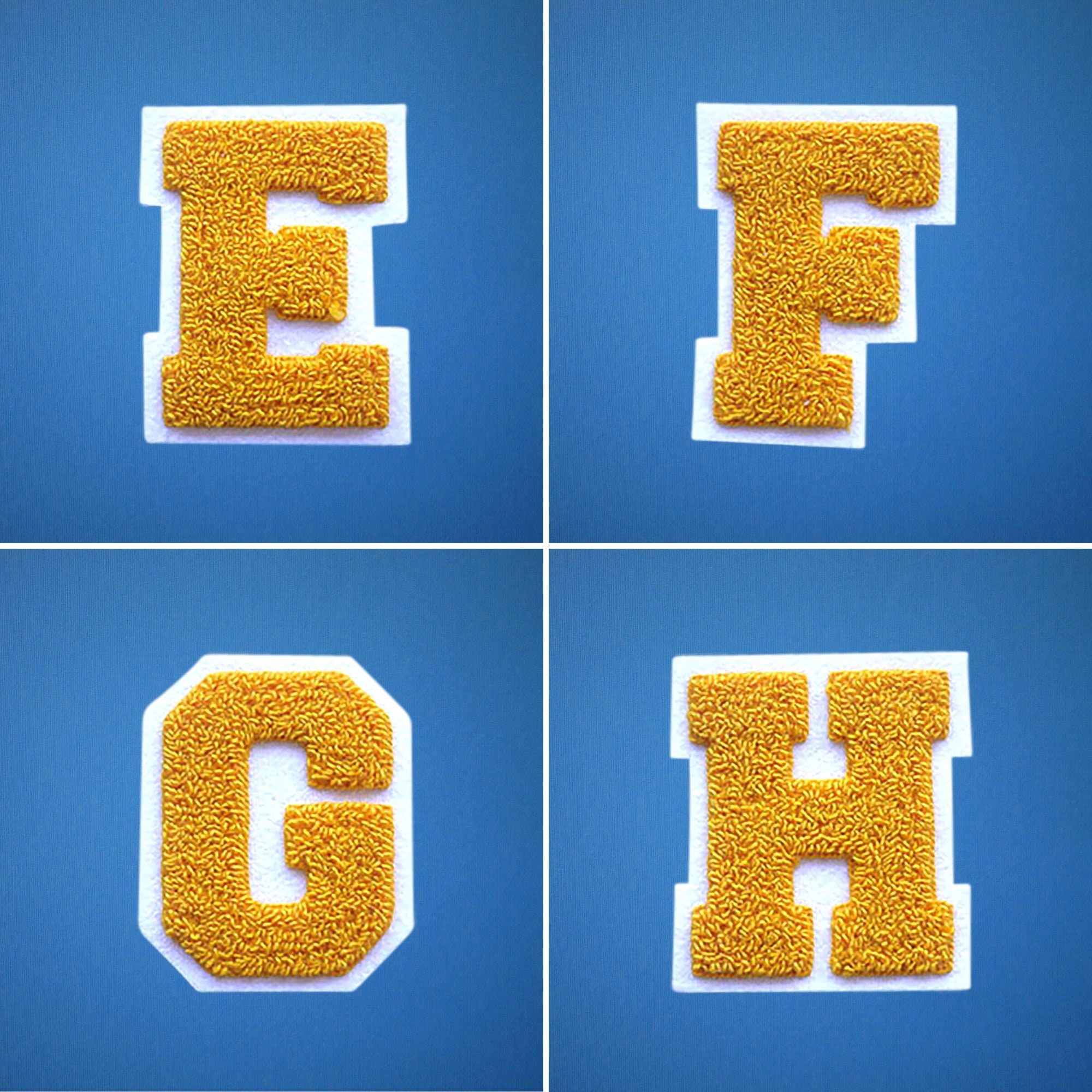 LARGE Varsity Letter Chenille Felt Patch 4.5" Yellow Gold/ White - Etsy