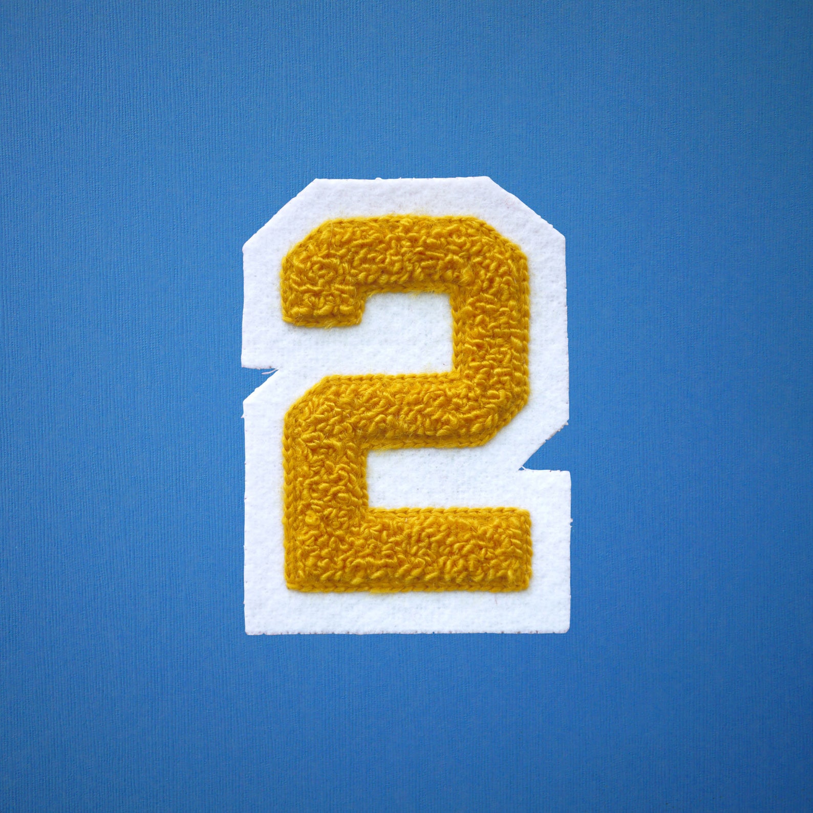 SMALL Varsity Number Chenille Felt Patch 2 Yellow Gold/ - Etsy