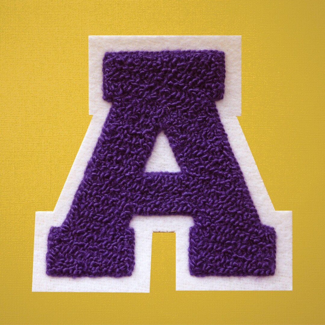 LARGE Varsity Letter Chenille Felt Patch 4.5" Purple/ White - Etsy