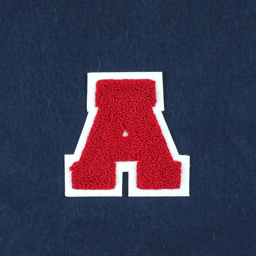 MEDIUM Varsity Letter Chenille Felt Patch 3.5" Red/ White - Etsy