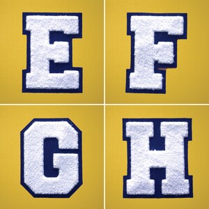 LARGE Varsity Letter Chenille Felt Patch 4.5" White/ Navy - Etsy