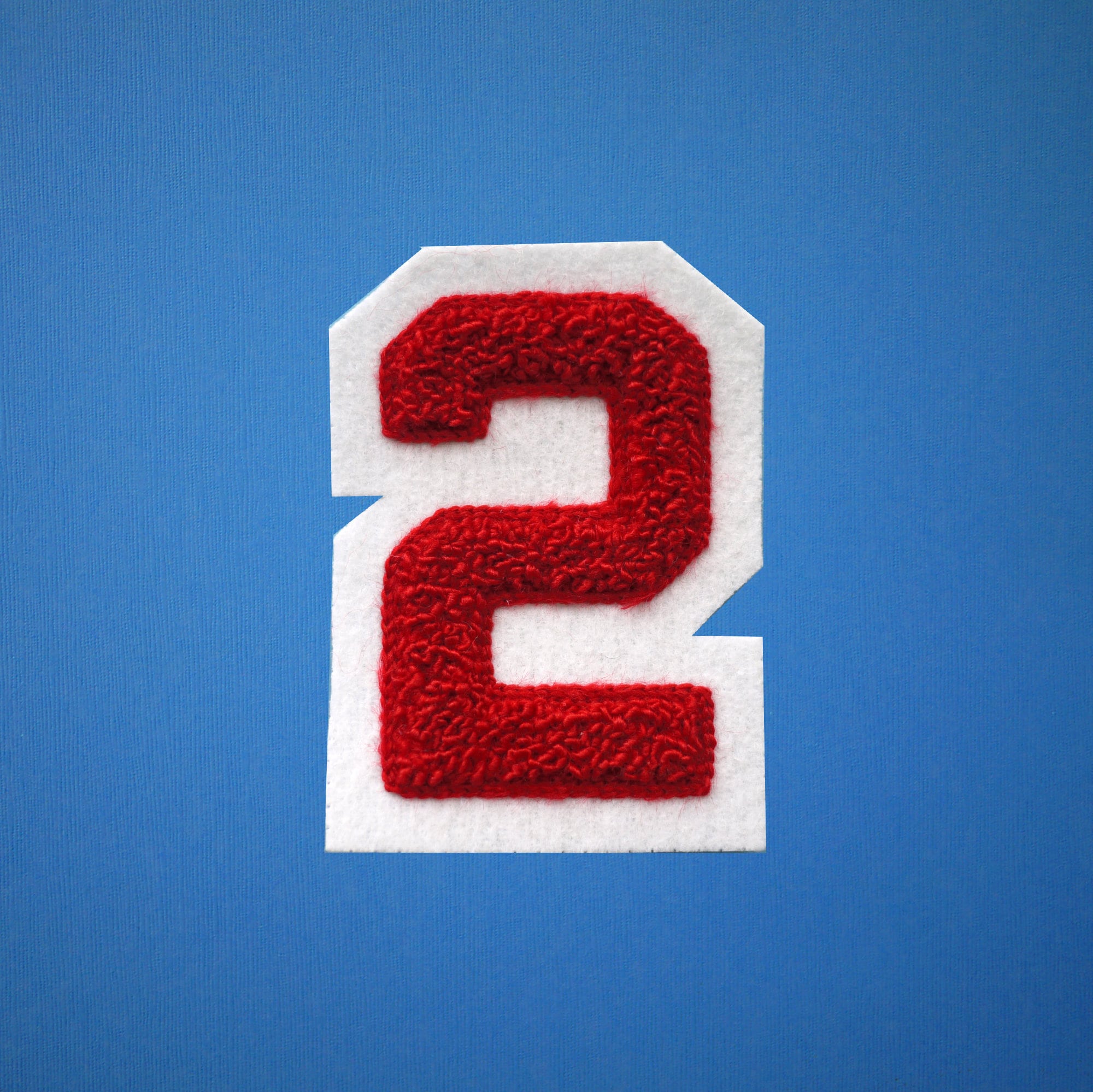 SMALL Varsity Number Chenille Felt Patch 2" Red/ White - Etsy