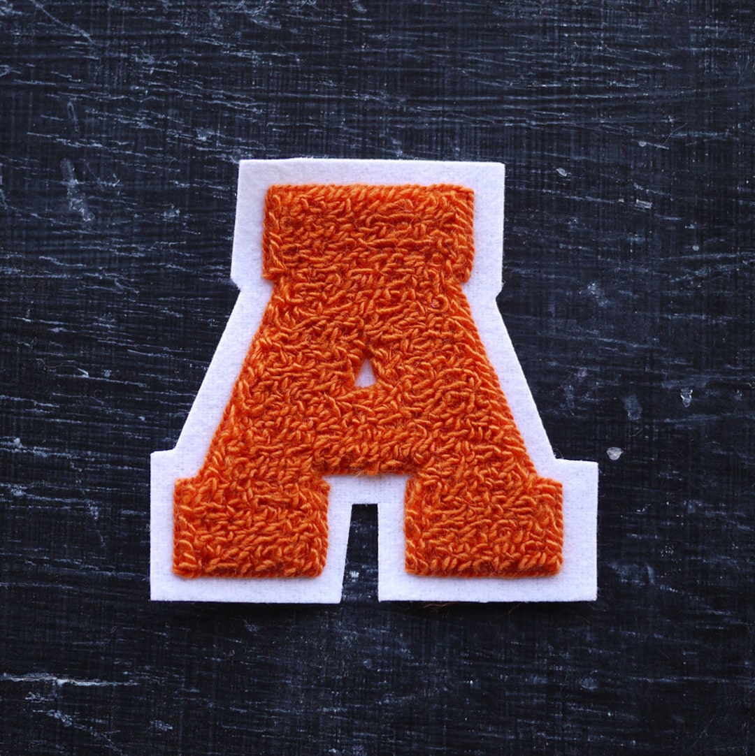 LARGE Varsity Letter Chenille Felt Patch 4.5" Orange/ White - Etsy