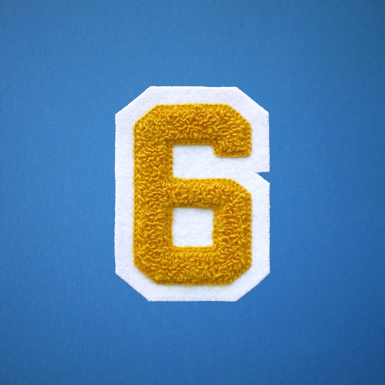 SMALL Varsity Number Chenille Felt Patch 2 Yellow Gold/ - Etsy