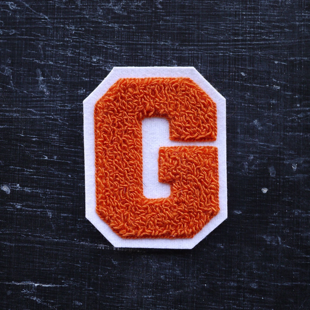LARGE Varsity Letter Chenille Felt Patch 4.5" Orange/ White - Etsy