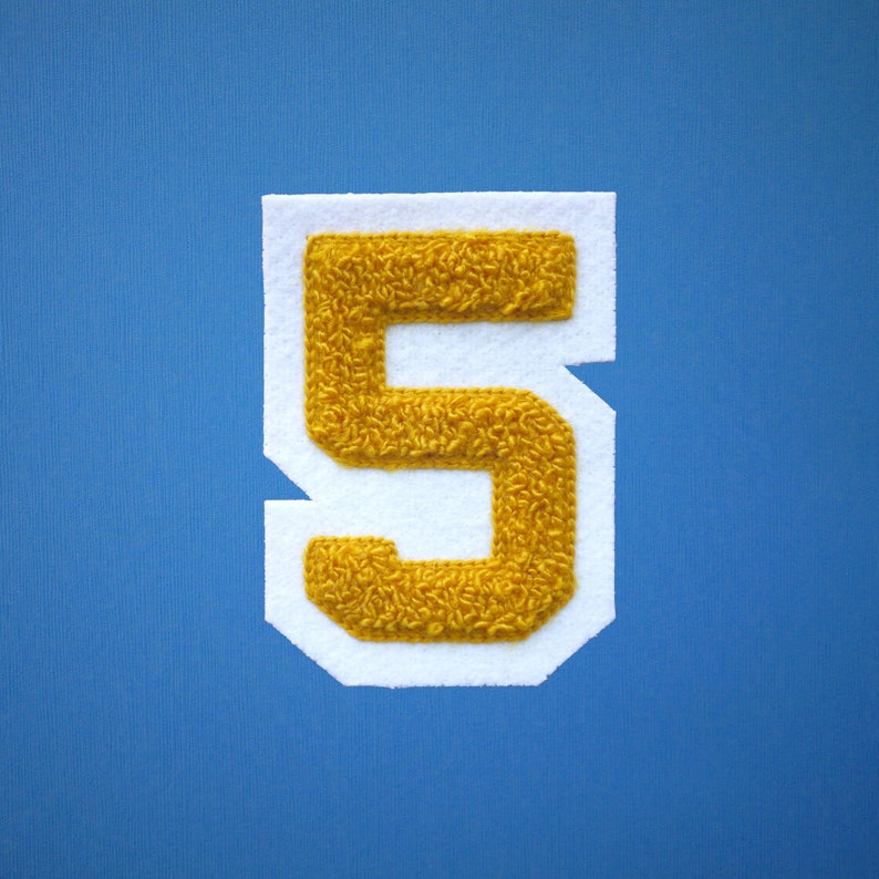 SMALL Varsity Number Chenille Felt Patch 2 Yellow Gold/ - Etsy