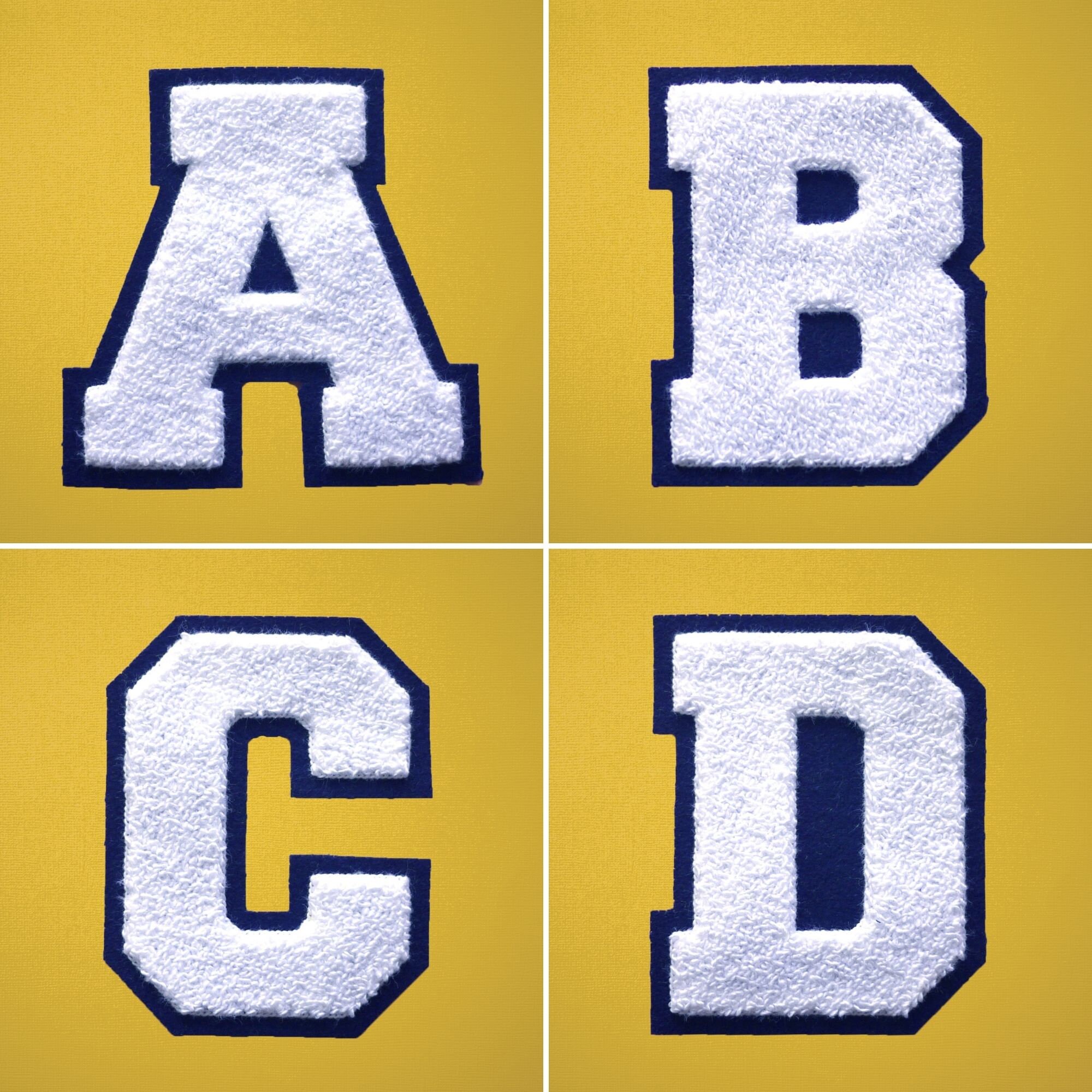 LARGE Varsity Letter Chenille Felt Patch 4.5" White/ Navy - Etsy