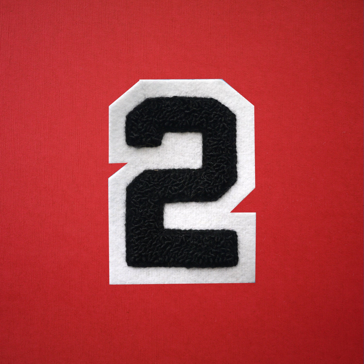 SMALL Varsity Number Chenille Felt Patch 2 Black/ White - Etsy