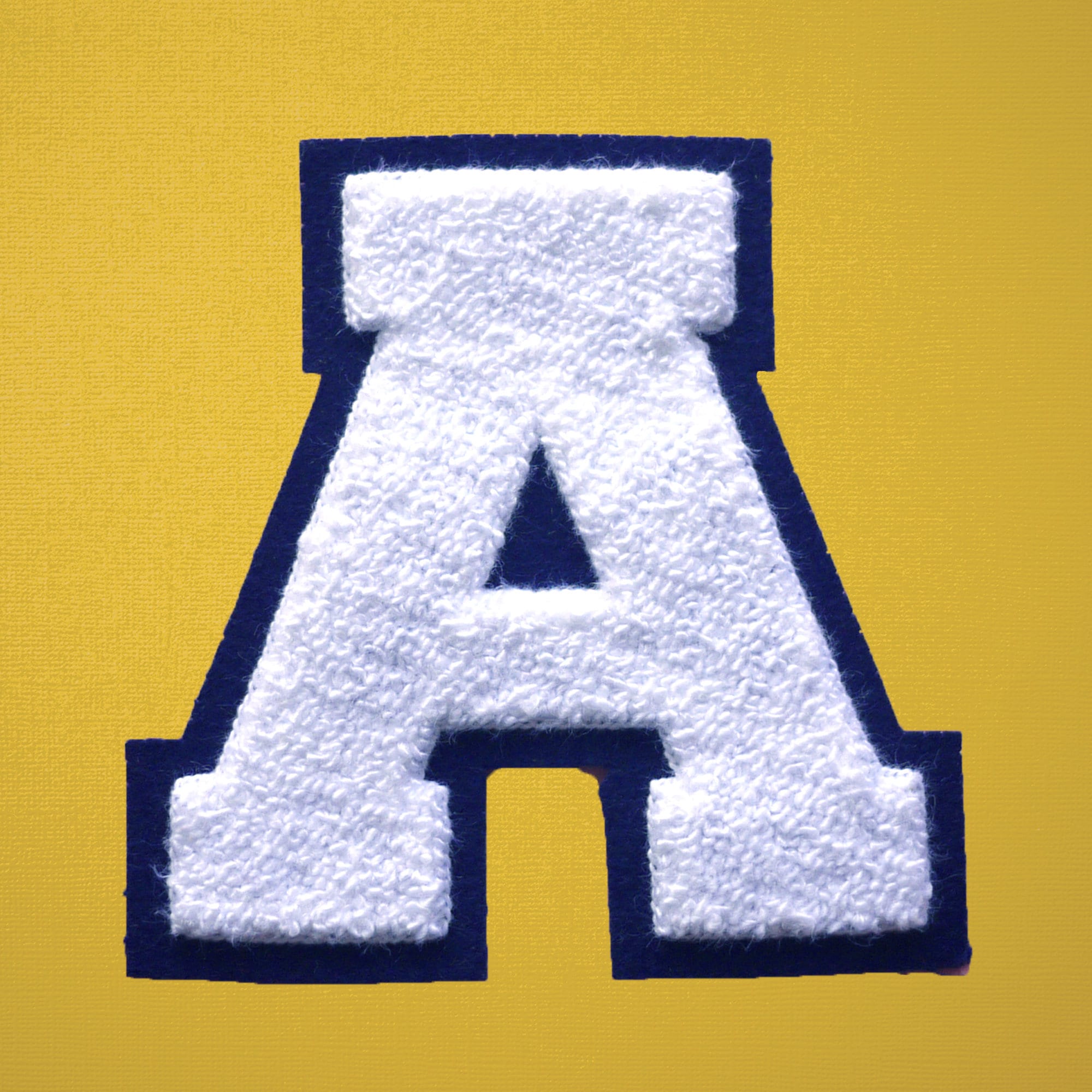 LARGE Varsity Letter Chenille Felt Patch 4.5" White/ Navy - Etsy