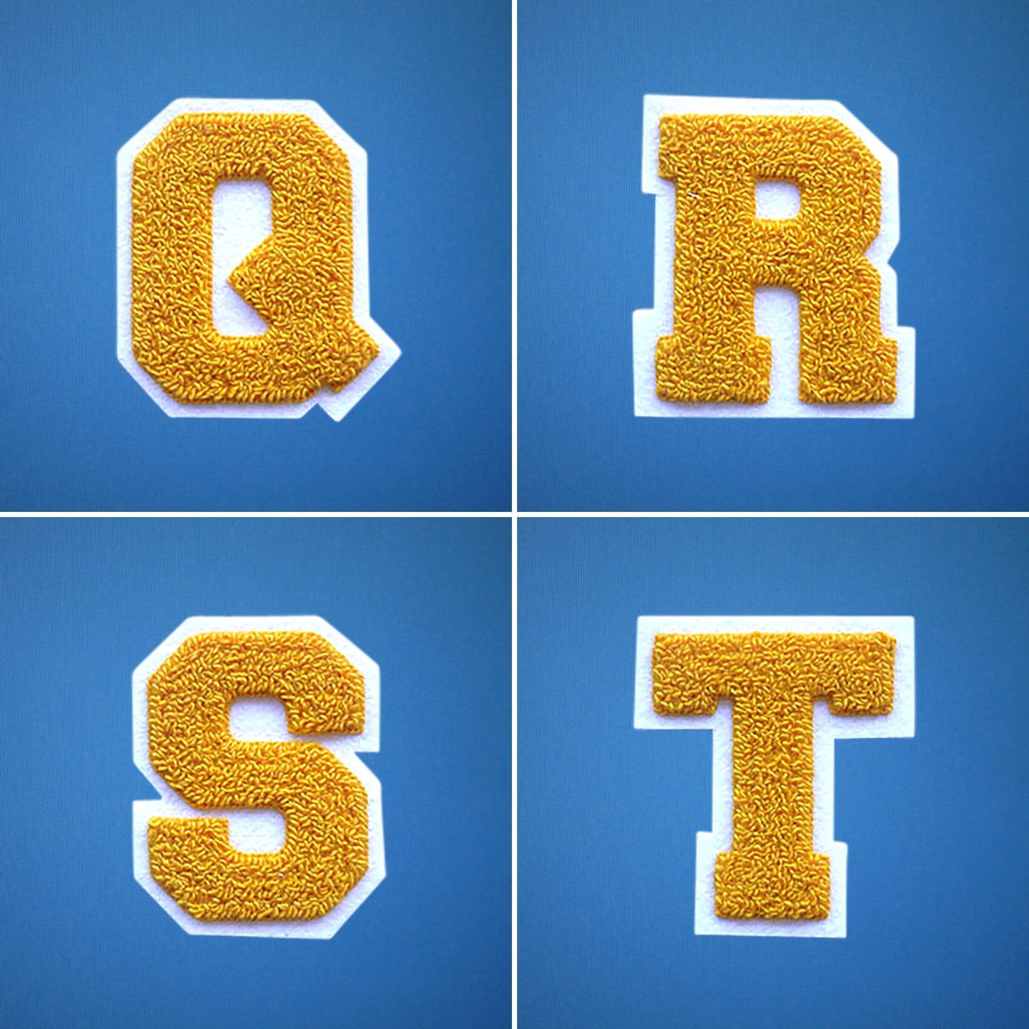 LARGE Varsity Letter Chenille Felt Patch 4.5" Yellow Gold/ White - Etsy