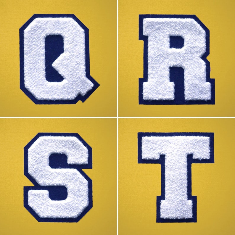 LARGE Varsity Letter Chenille Felt Patch 4.5 White/ Navy | Etsy
