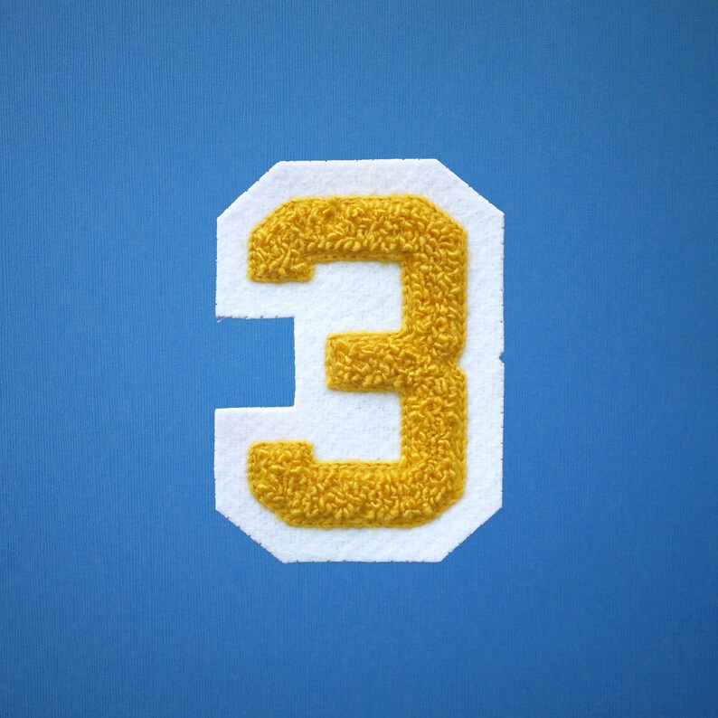SMALL Varsity Number Chenille Felt Patch 2 Yellow Gold/ - Etsy