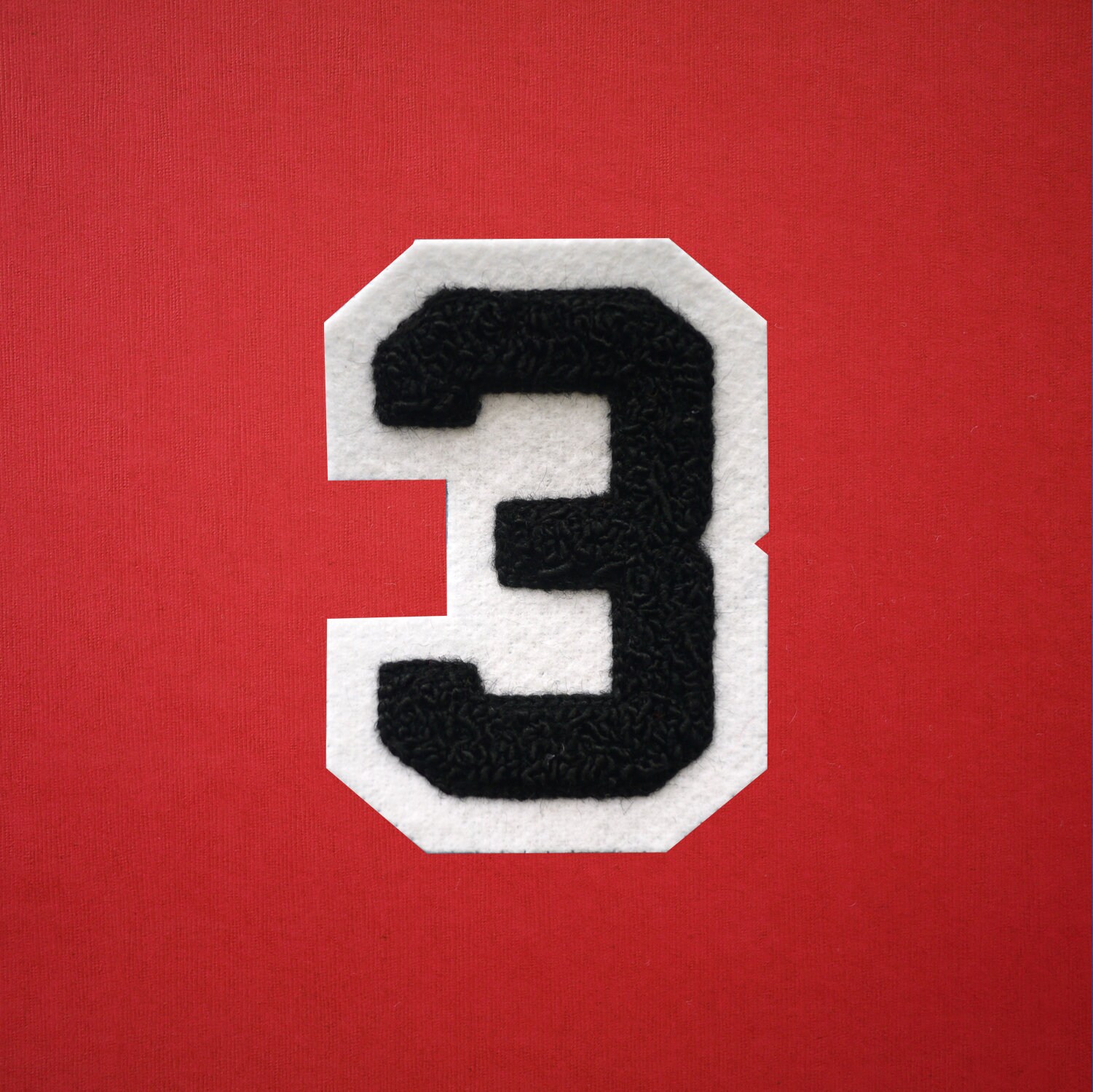 MEDIUM Varsity Number Chenille Felt Patch 3 Black/ White - Etsy