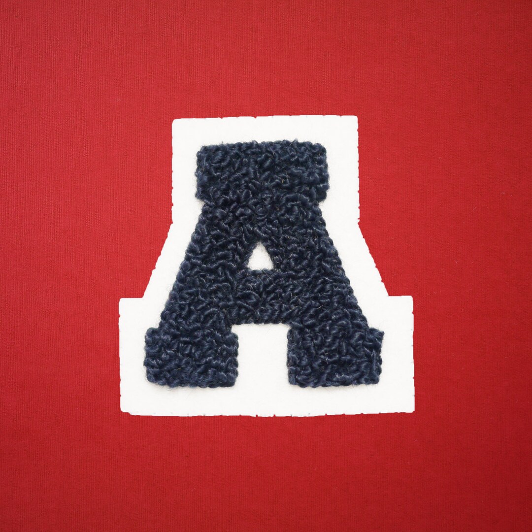SMALL Varsity Letter Chenille Felt Patch 2" Navy/white - Etsy