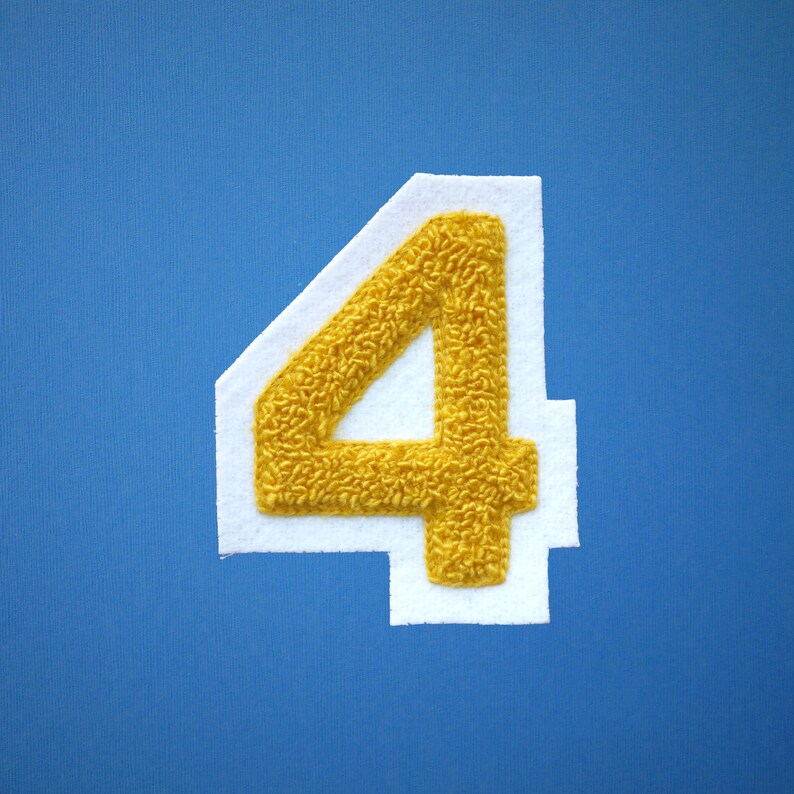 SMALL Varsity Number Chenille Felt Patch 2 Yellow Gold/ - Etsy