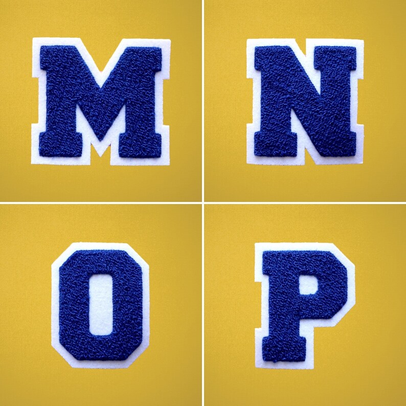 MEDIUM Varsity Letter Chenille Felt Patch 3.5" Royal Blue/ White - Etsy