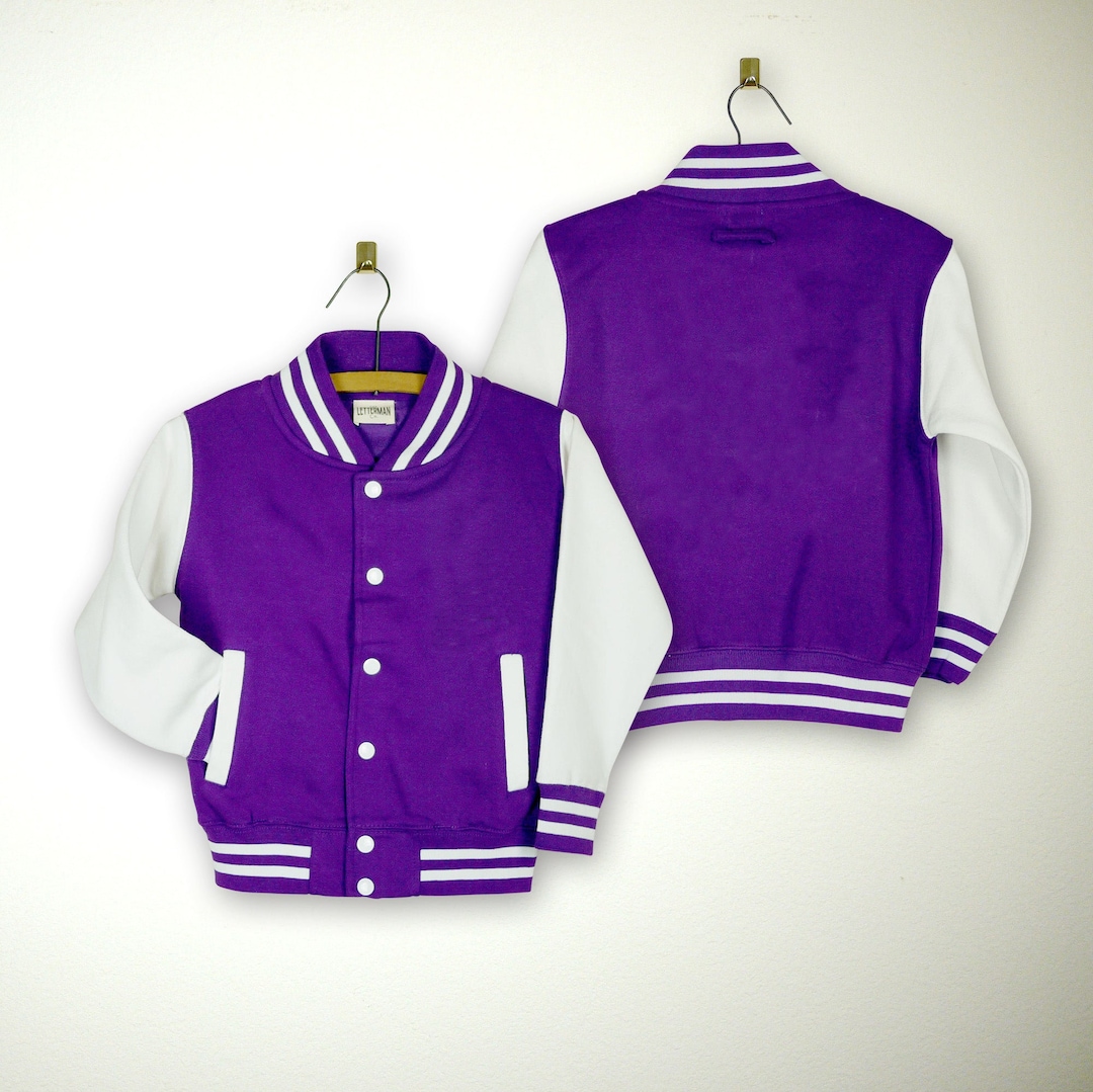 Kids Sweatshirt Varsity Jacket PURPLE/WHITE - Etsy