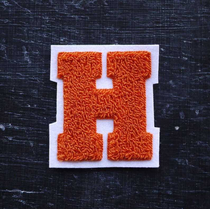 LARGE Varsity Letter Chenille Felt Patch 4.5" Orange/ White - Etsy