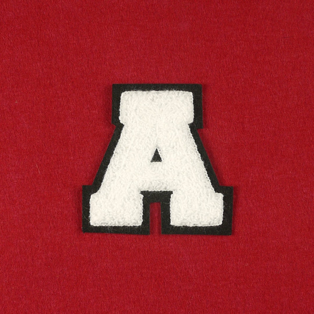 LARGE Varsity Letter Chenille Felt Patch 4.5" White/ Black - Etsy