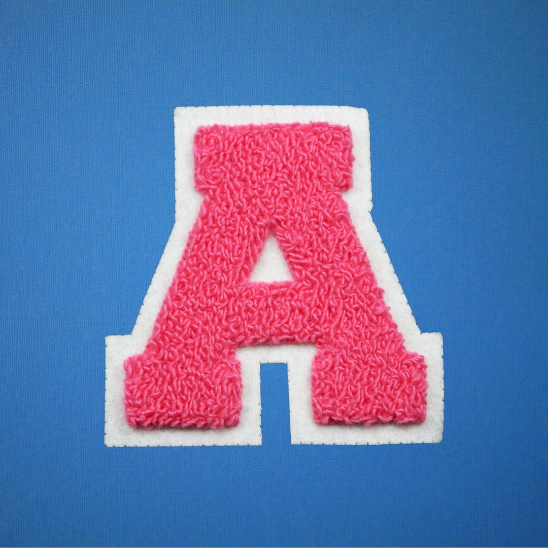 LARGE Varsity Letter Chenille Felt Patch 4.5" Bright Pink / White - Etsy