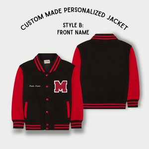 Personalized Kids Sweatshirt Varsity Jacket BLACK/RED - Etsy