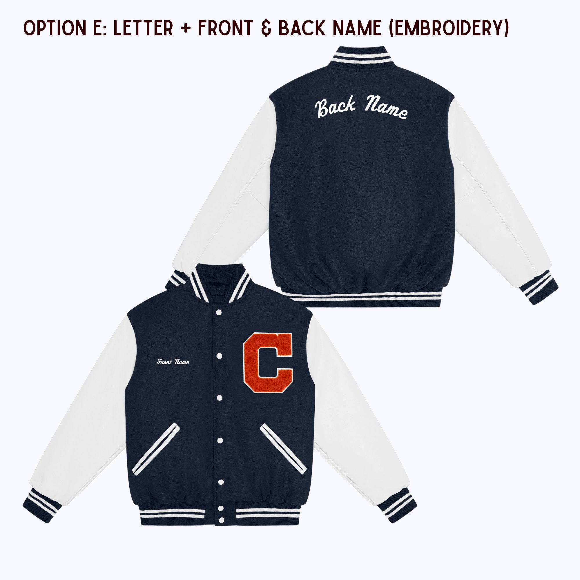 Personalized Adult Wool Leather Varsity Jacket NAVY/WHITE - Etsy