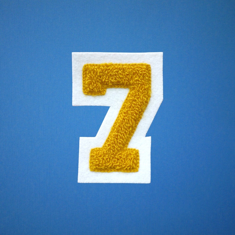 SMALL Varsity Number Chenille Felt Patch 2 Yellow Gold/ - Etsy