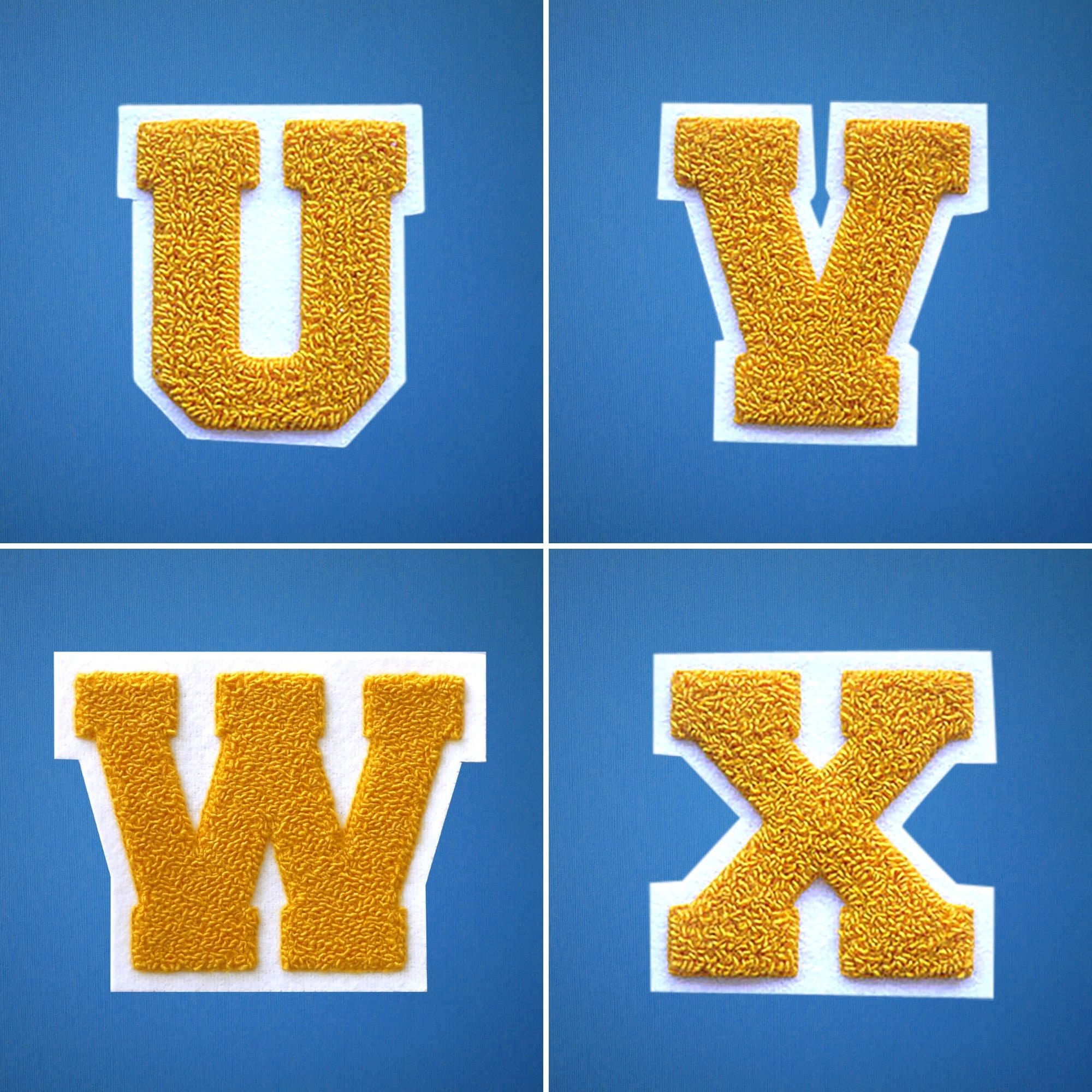 LARGE Varsity Letter Chenille Felt Patch 4.5" Yellow Gold/ White - Etsy