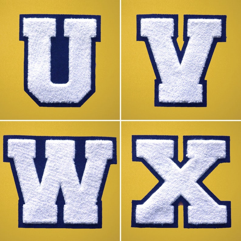 LARGE Varsity Letter Chenille Felt Patch 4.5" White/ Navy - Etsy