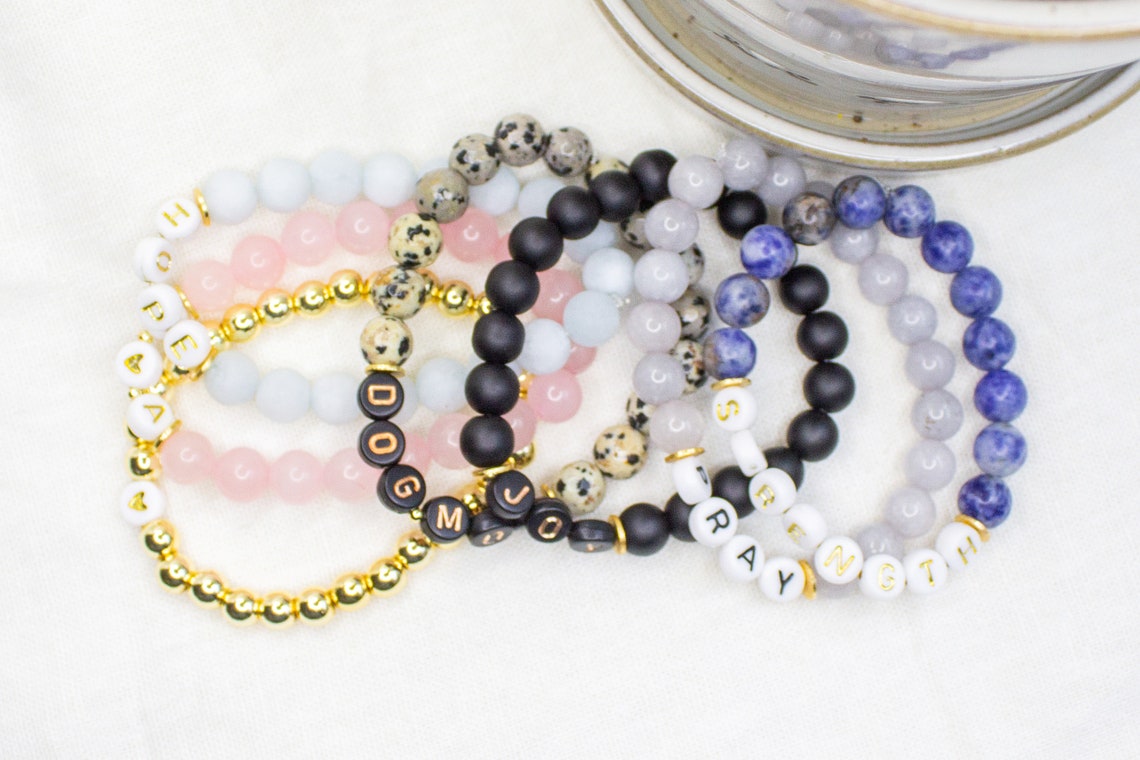 Beaded Bracelet Name Personalized Bracelet Beads Name | Etsy