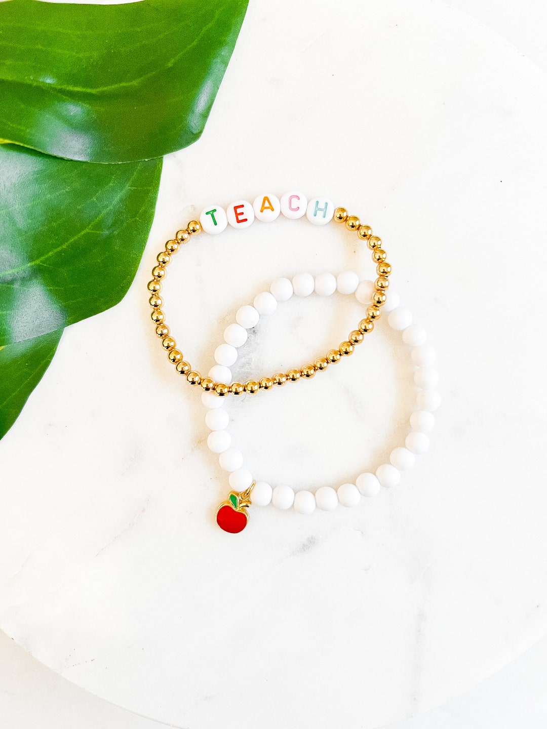 Teacher Bracelet Set, Personalized Teacher Gift, Back to School Gift ...