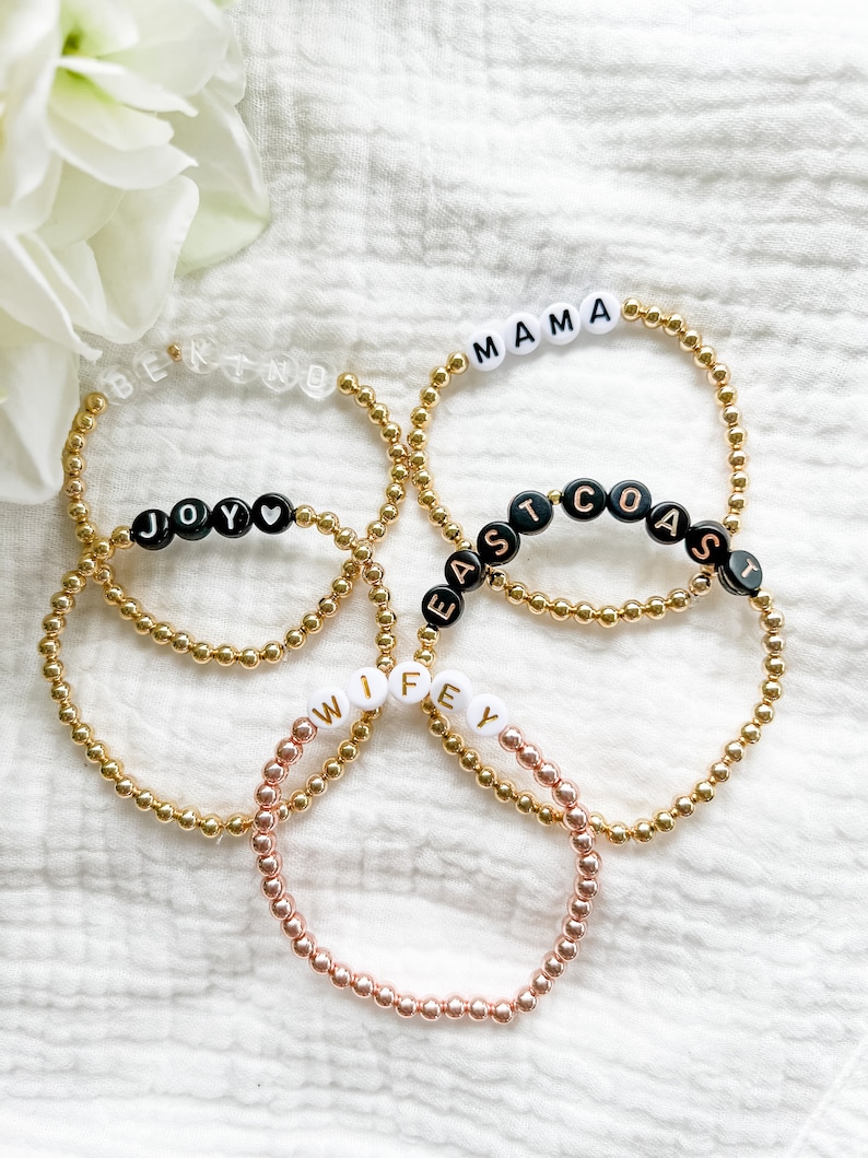 Personalized 14k Gold Bracelet Custom Bead Bracelet - Etsy