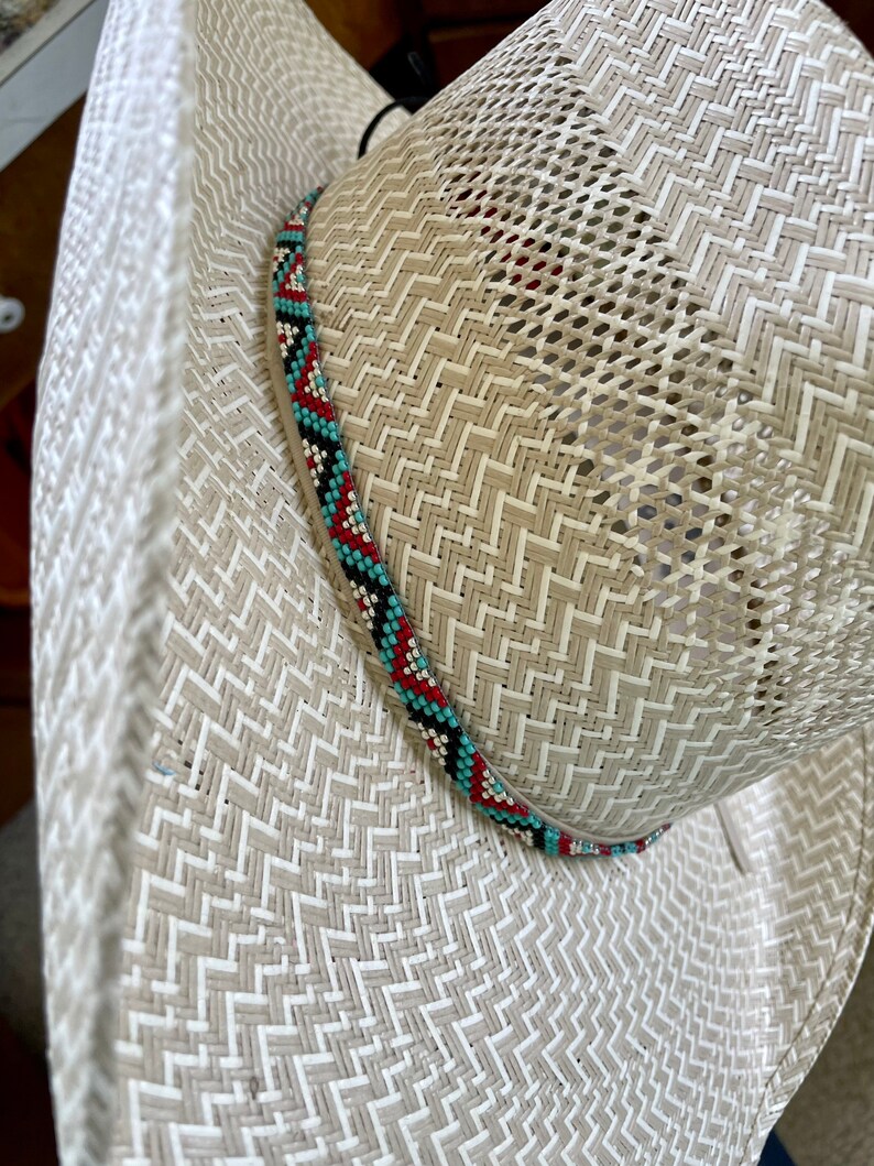 Red and Turquoise Hat Band 1/4 Wide - Etsy