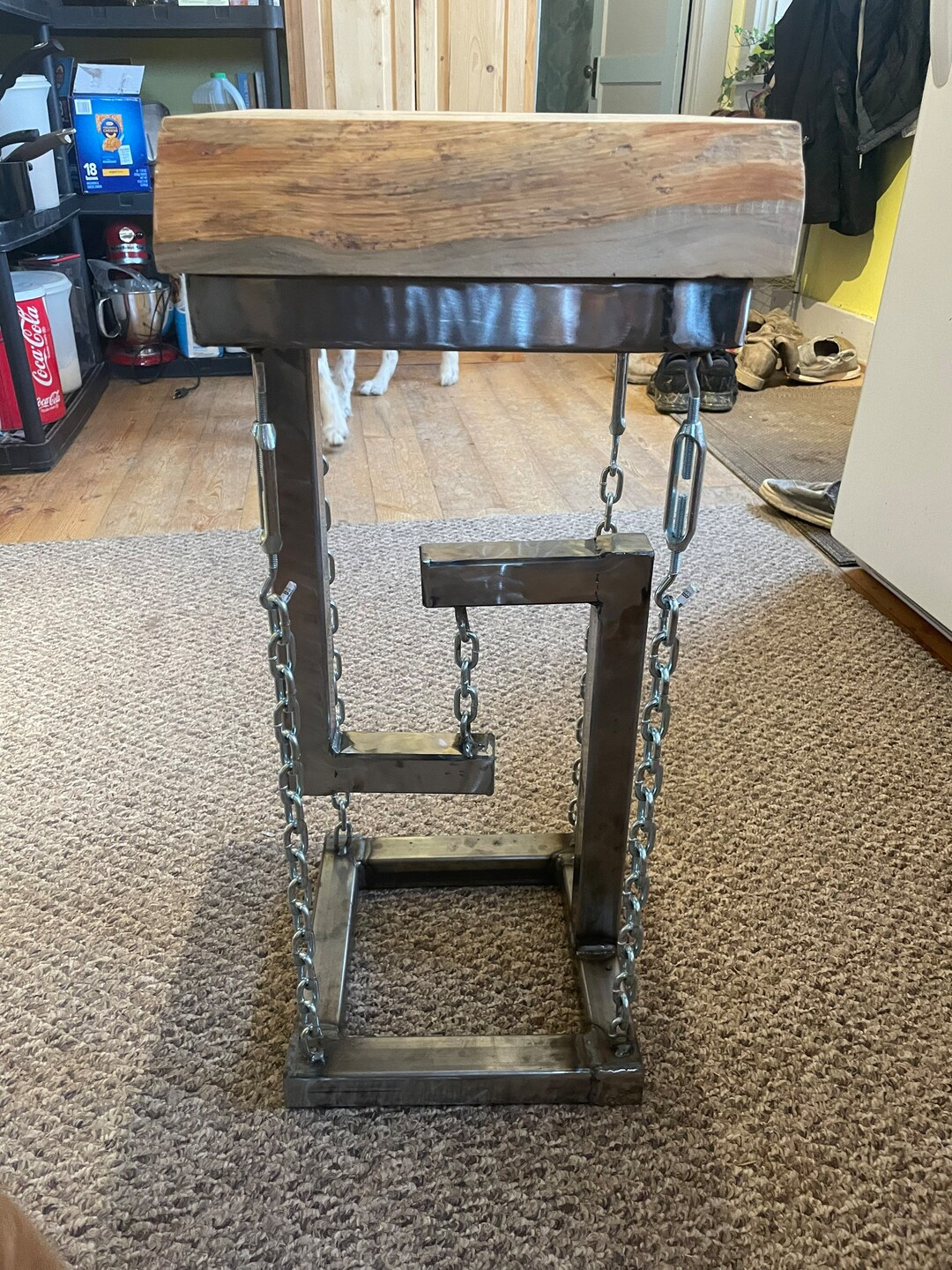 Suspended Kitchen Stool Metal Base Wood Top - Etsy