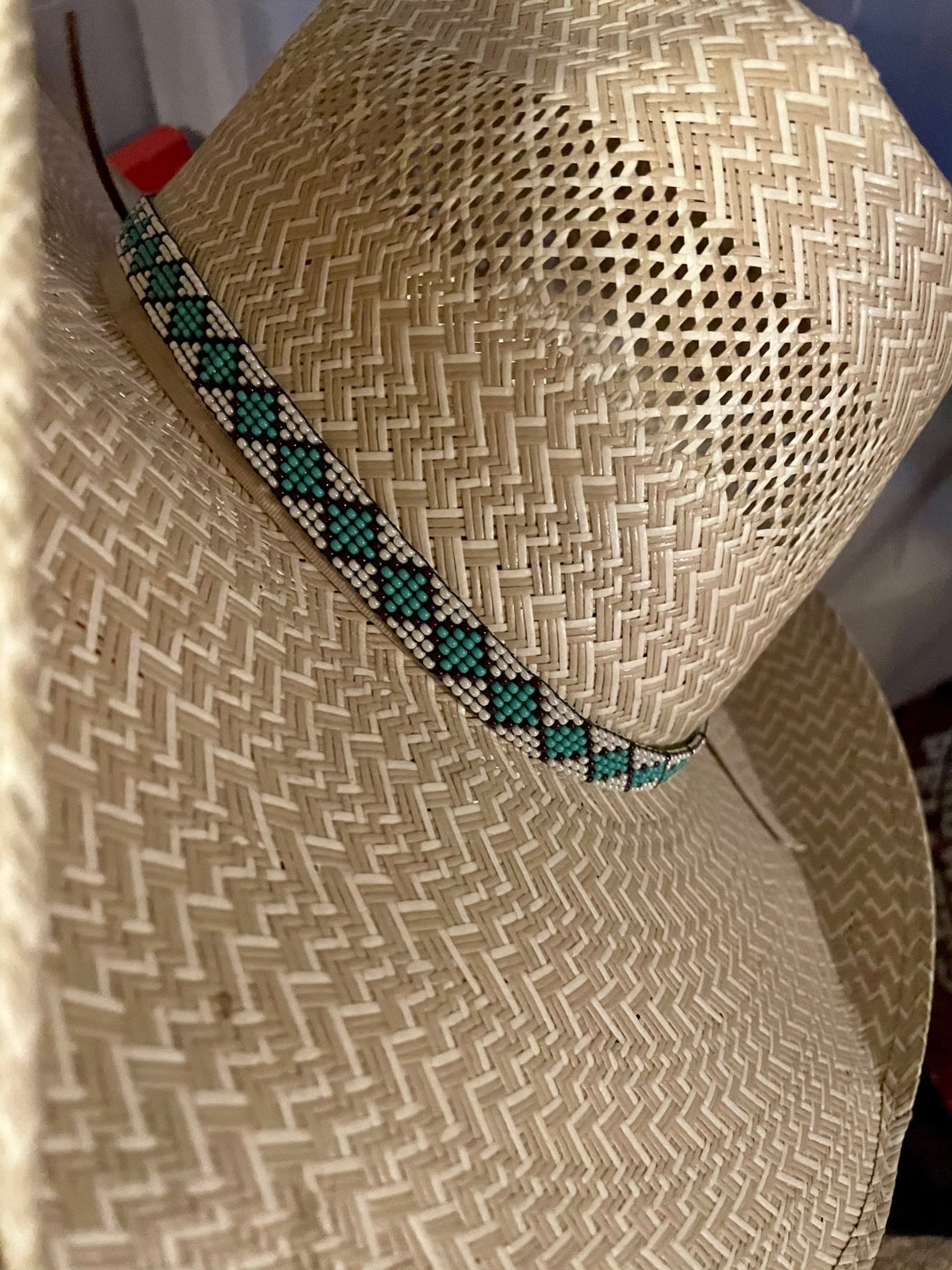 Teal and Brown Diamond Hat Band 1/2 Wide - Etsy