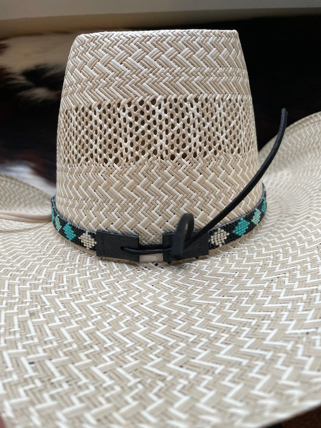 Black and Teal Diamond Hat Band 74 - Etsy